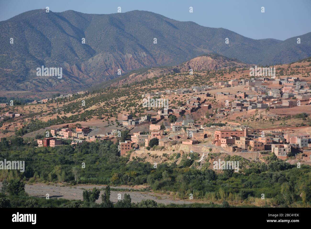 View of a valley and traditional Amazigh Berber village near Asni in ...
