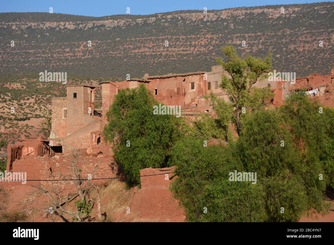 Afternoon light on a traditional Amazigh Berber village in a fertile ...