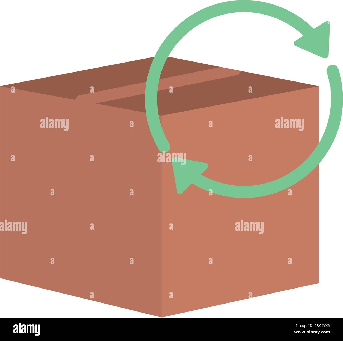 sync arrows and box icon over white background, flat style, vector ...