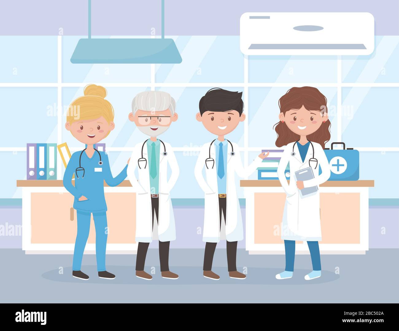 male and female physicians and nurse hospital medical staff ...