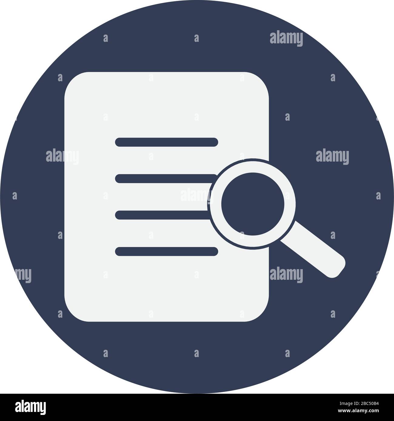document page and magnifying glass icon over white background, block ...