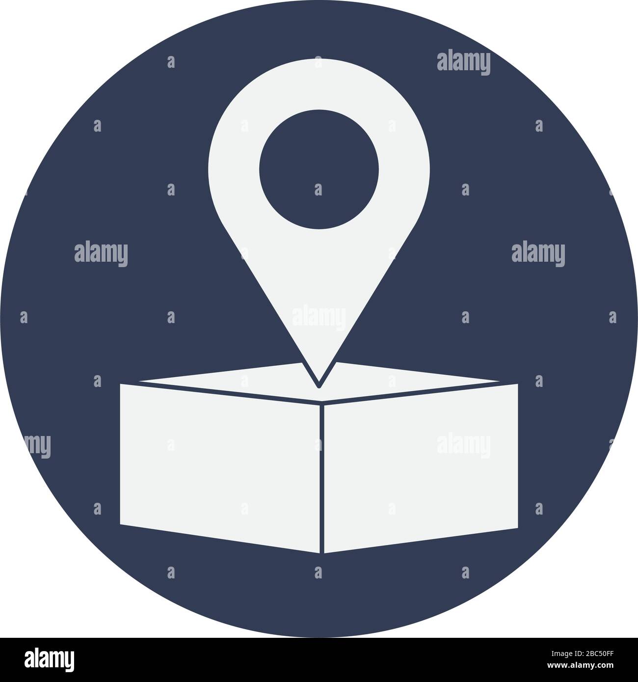 free delivery concept, location pin and box icon over white background ...