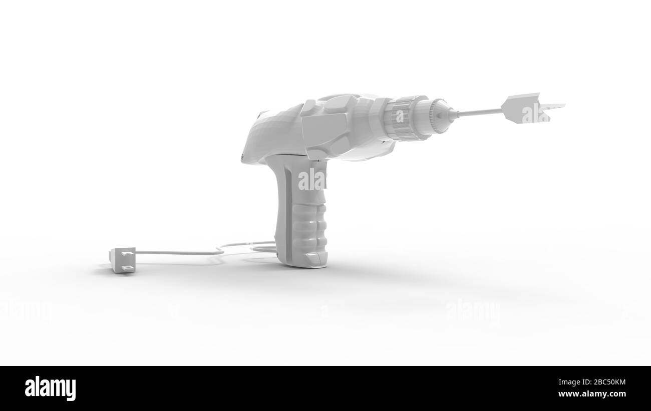 3D rendering of a drilling machine electric drill isolated Stock Photo ...