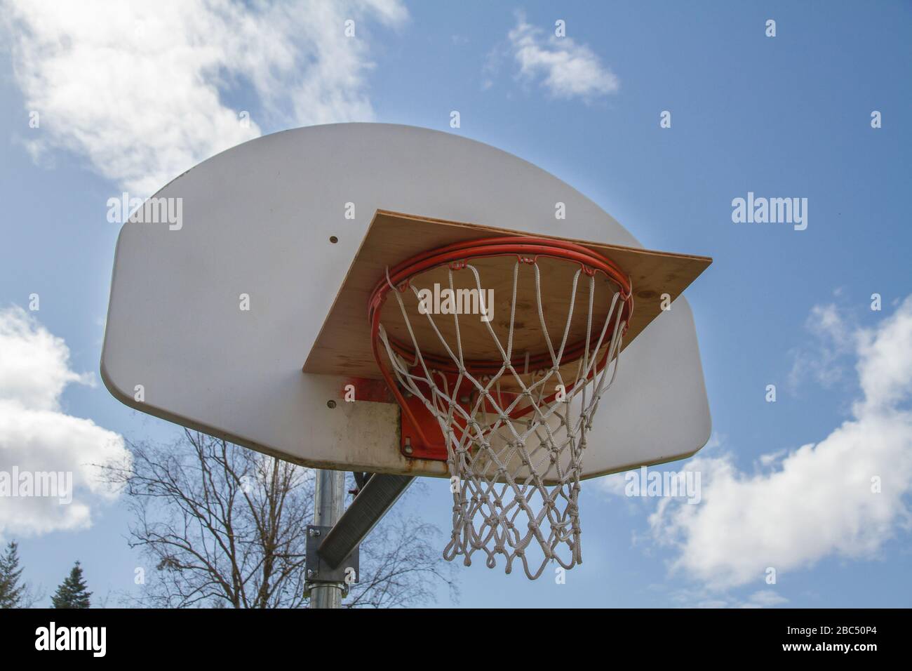 A basketball hoop blocked for use during COVID-19 Stock Photo - Alamy