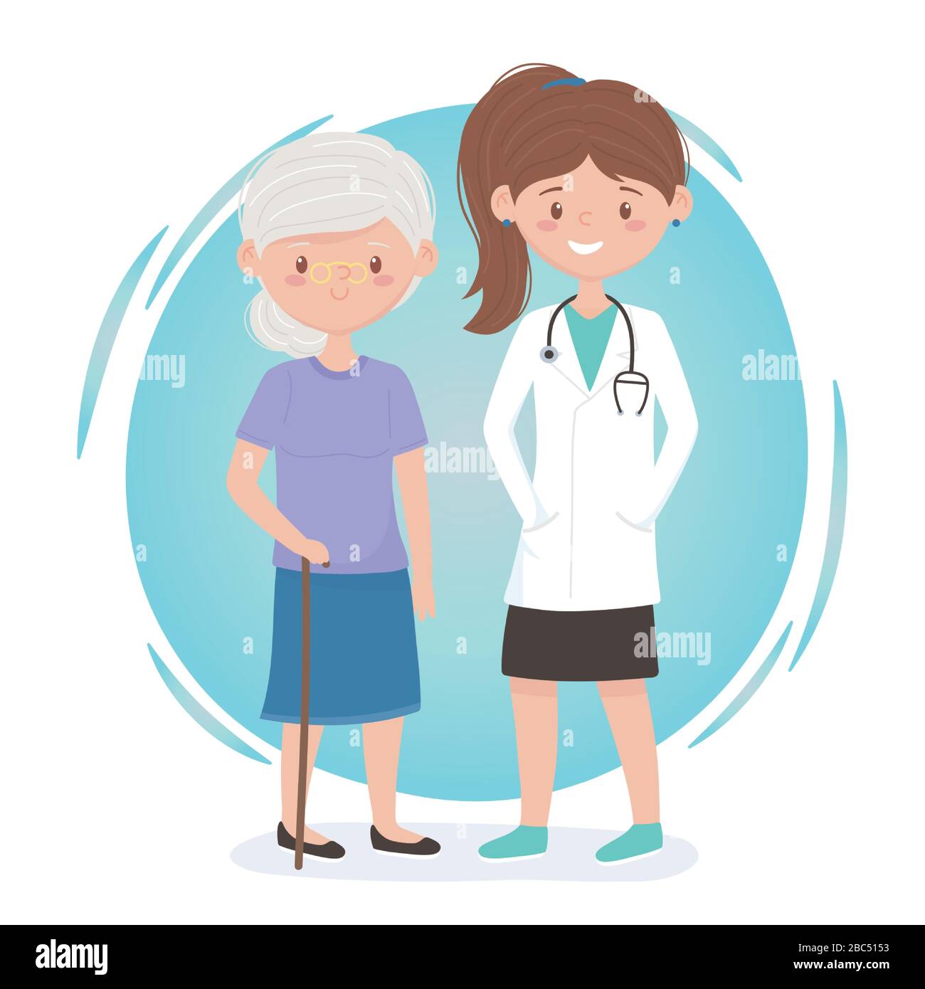 female physician and old woman medical staff professional practitioner ...