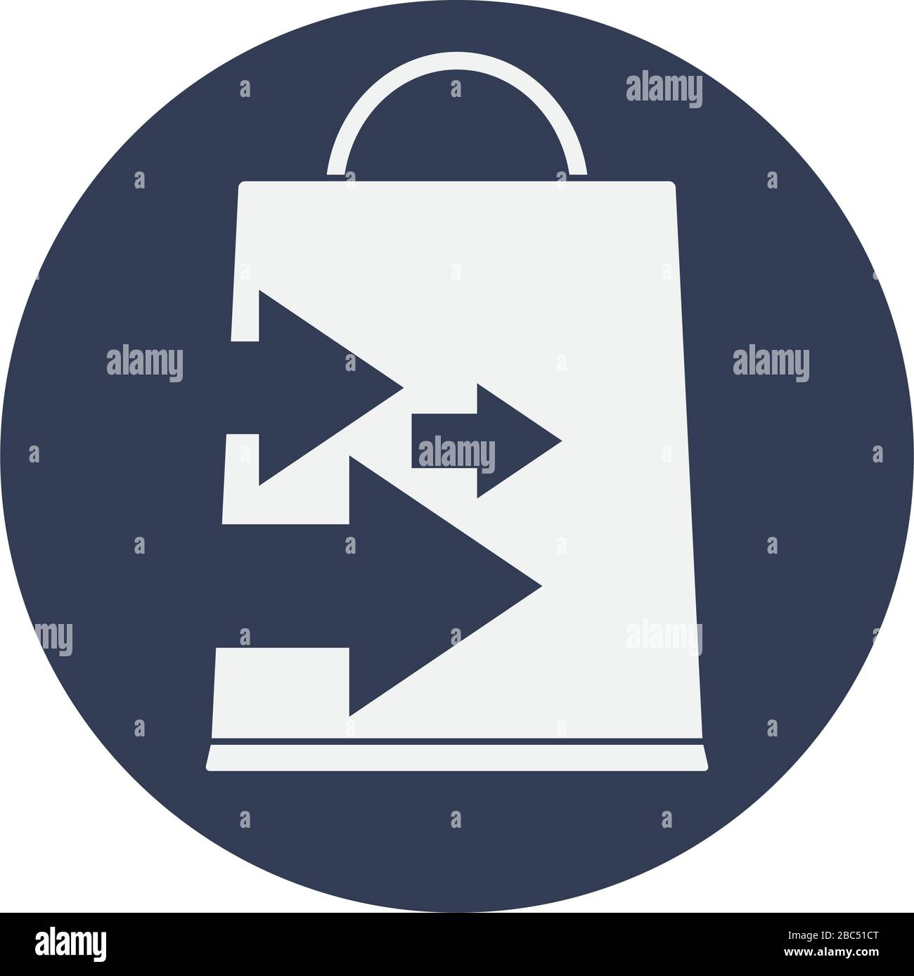 shopping bag with arrows design over white background, block style ...