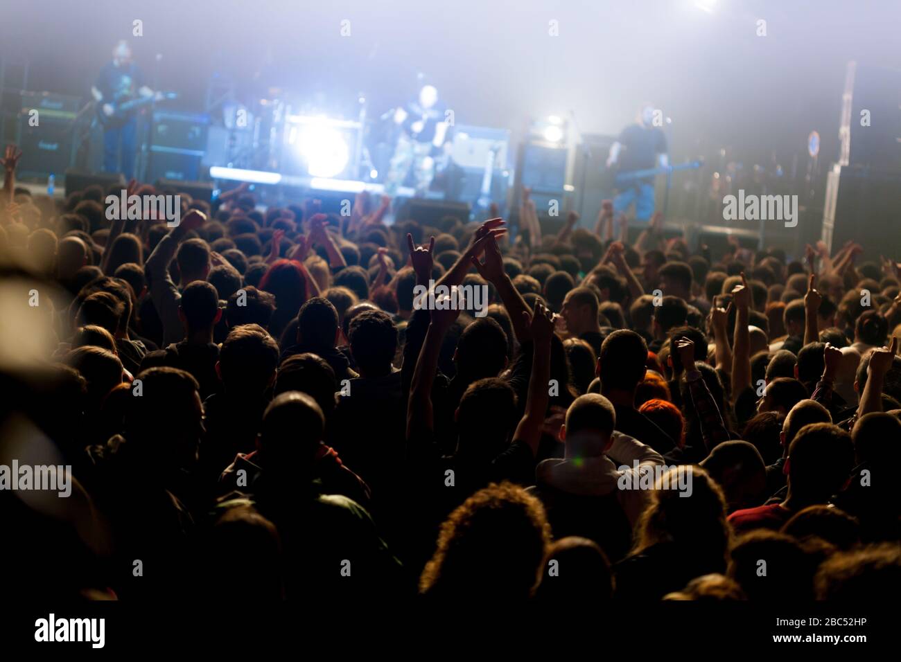Stage lights on concert. Lighting equipment with multi-colored beams ...