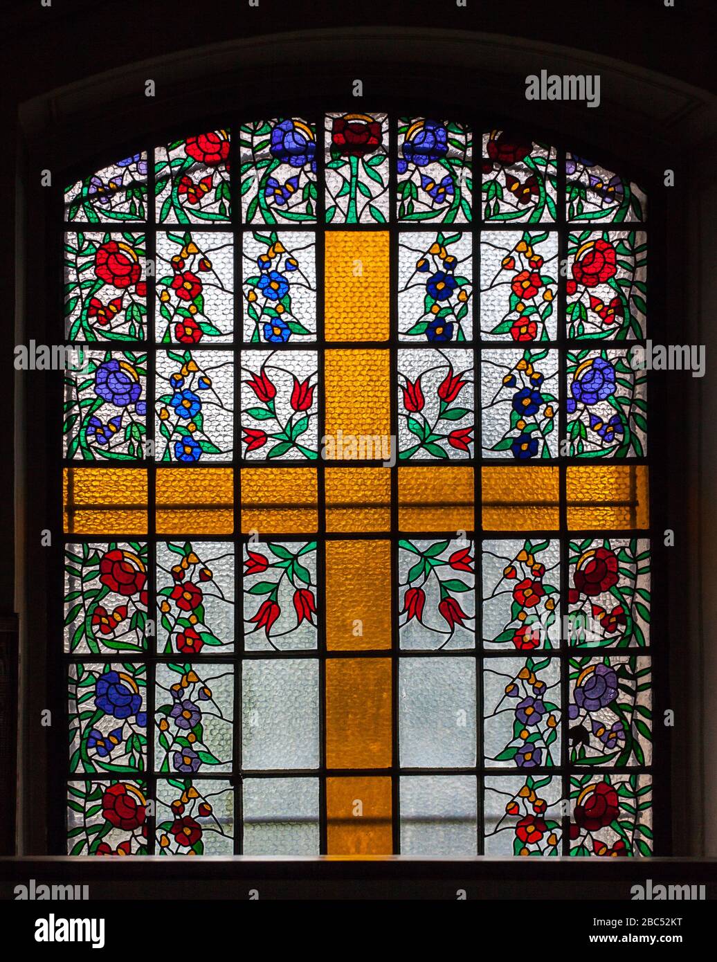 The art of multicolored stained glass window for interior design Stock ...