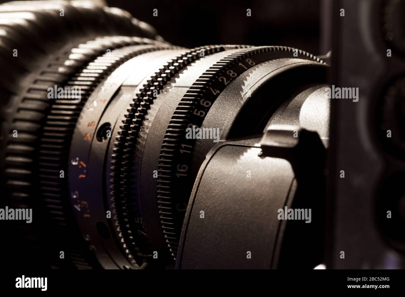 Television Video camera lens - recording show in TV studio - focus on ...