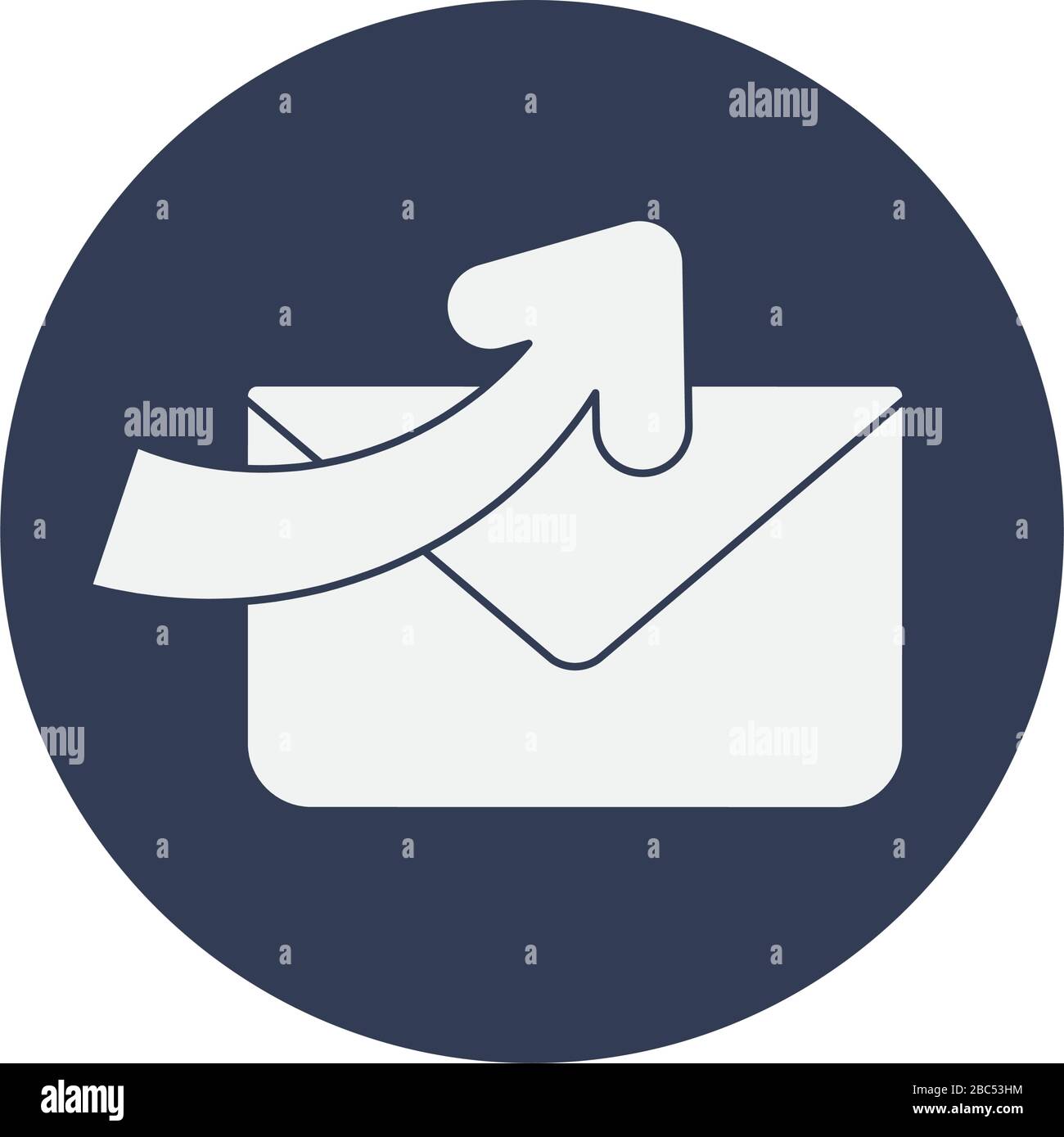 arrow and envelope icon over white background, block style, vector ...
