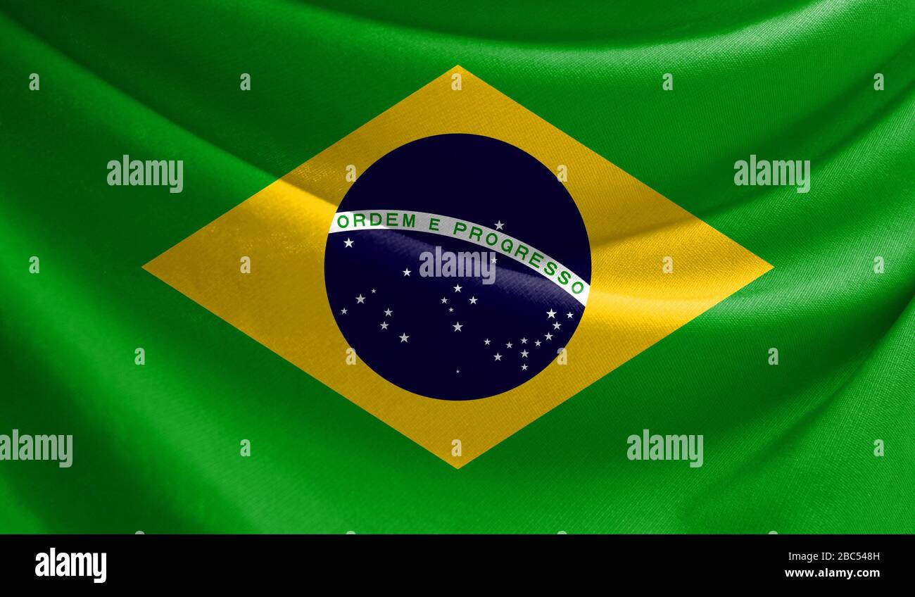 Realistic flag of Brazil on the wavy surface of fabric Stock Photo - Alamy