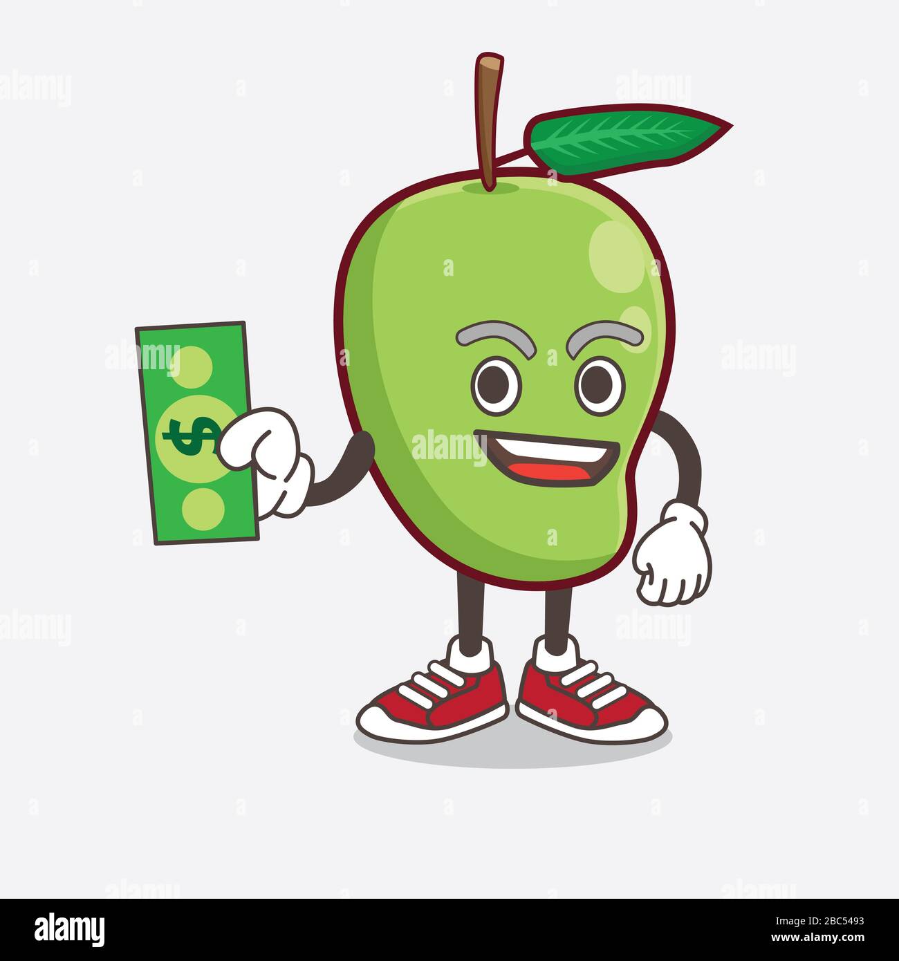 An illustration of Mango Fruit cartoon mascot character giving dollar ...
