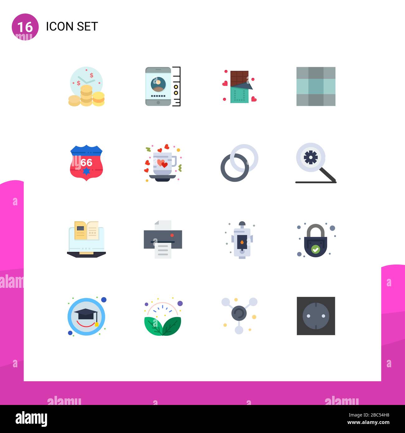 Stock Vector Icon Pack of 16 Line Signs and Symbols for security ...
