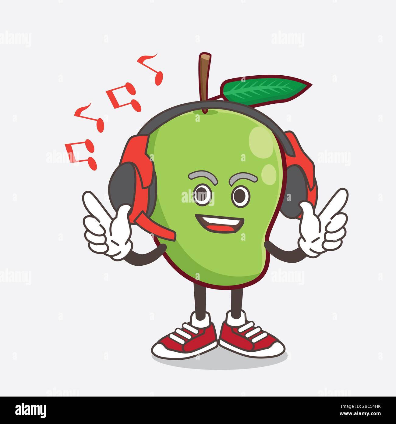 An illustration of Mango Fruit cartoon mascot character Listening music ...
