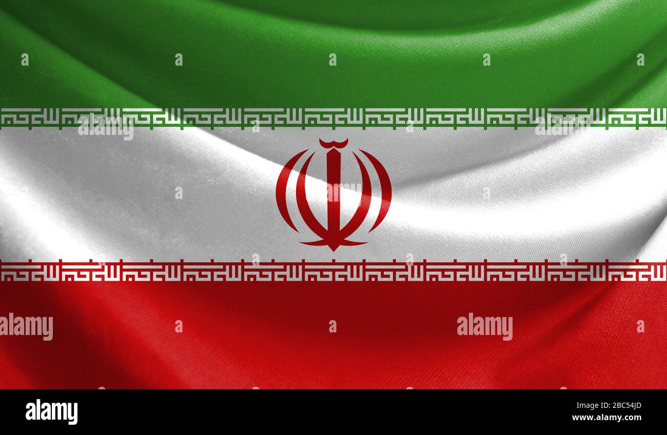 Realistic flag of Iran on the wavy surface of fabric Stock Photo - Alamy