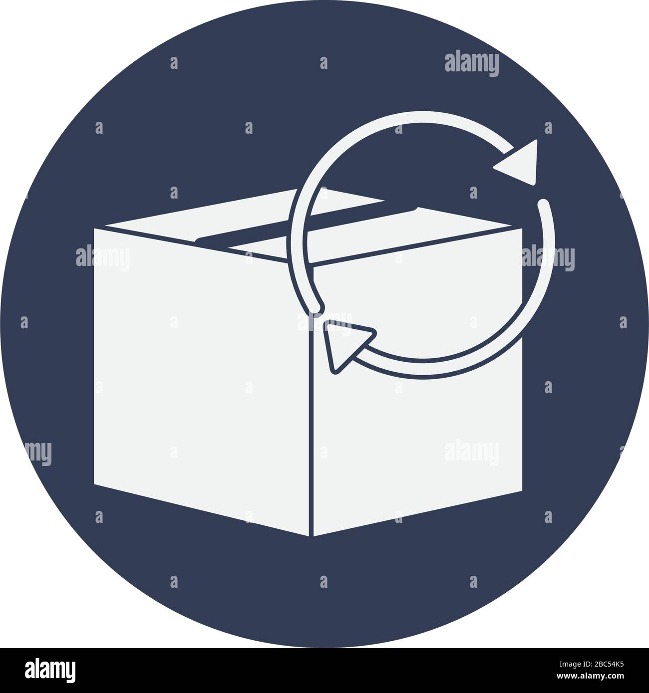 sync arrows and box icon over white background, block style, vector ...