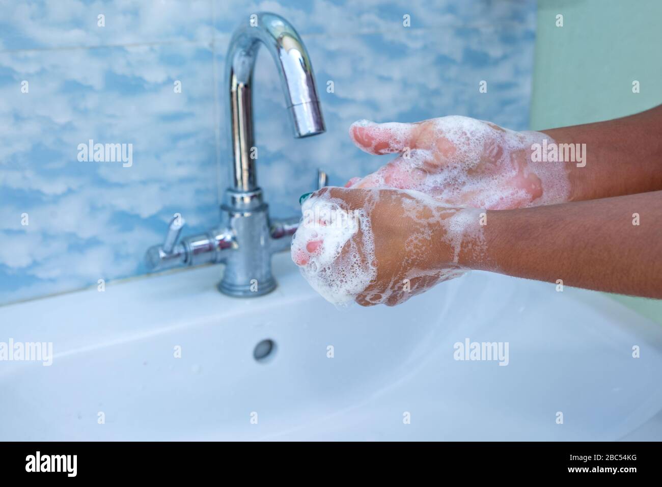 Hand Washing, Close up view of women`s hand with soap Stock Photo - Alamy