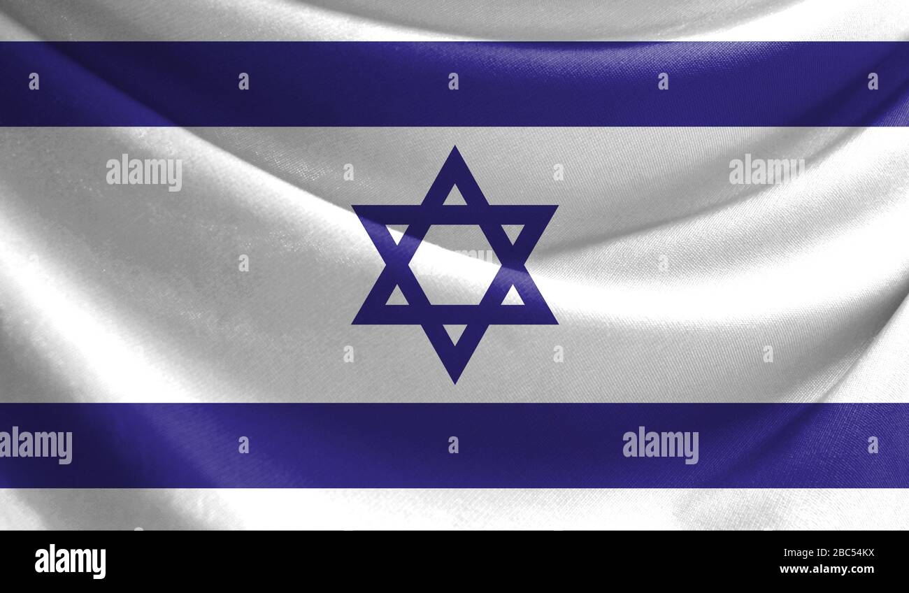 Realistic flag of Israel on the wavy surface of fabric Stock Photo - Alamy