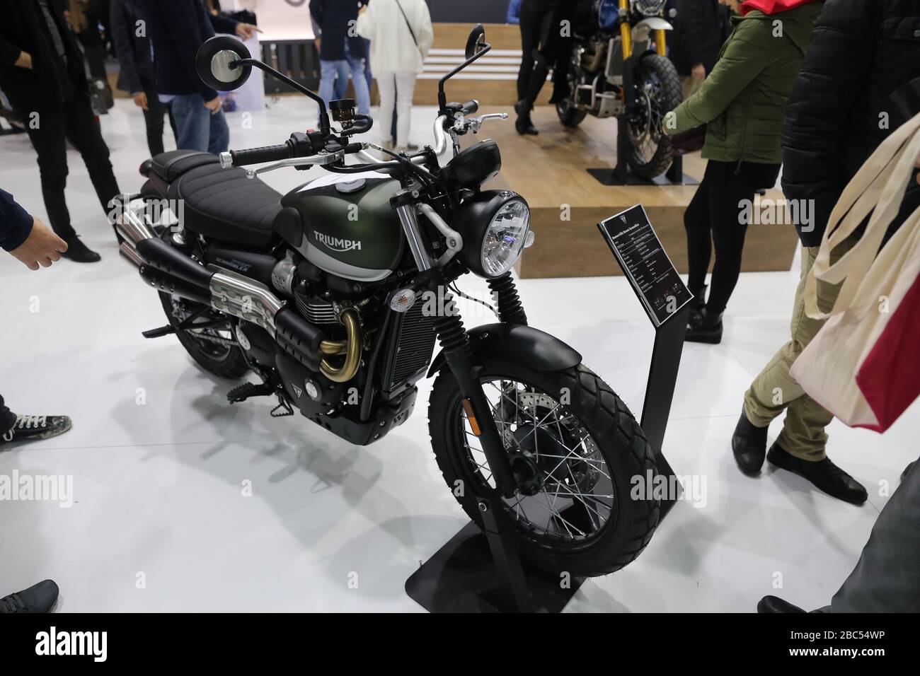 ISTANBUL, TURKEY - FEBRUARY 22, 2020: Triumph Motorcycle on display at ...