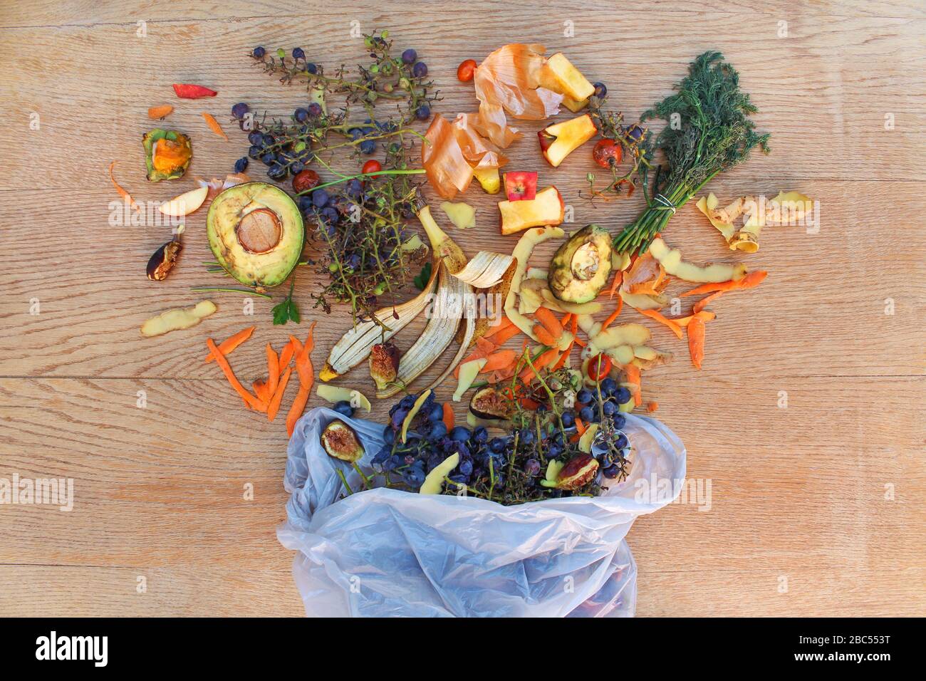 Domestic waste for compost from fruits and vegetables in the garbage ...