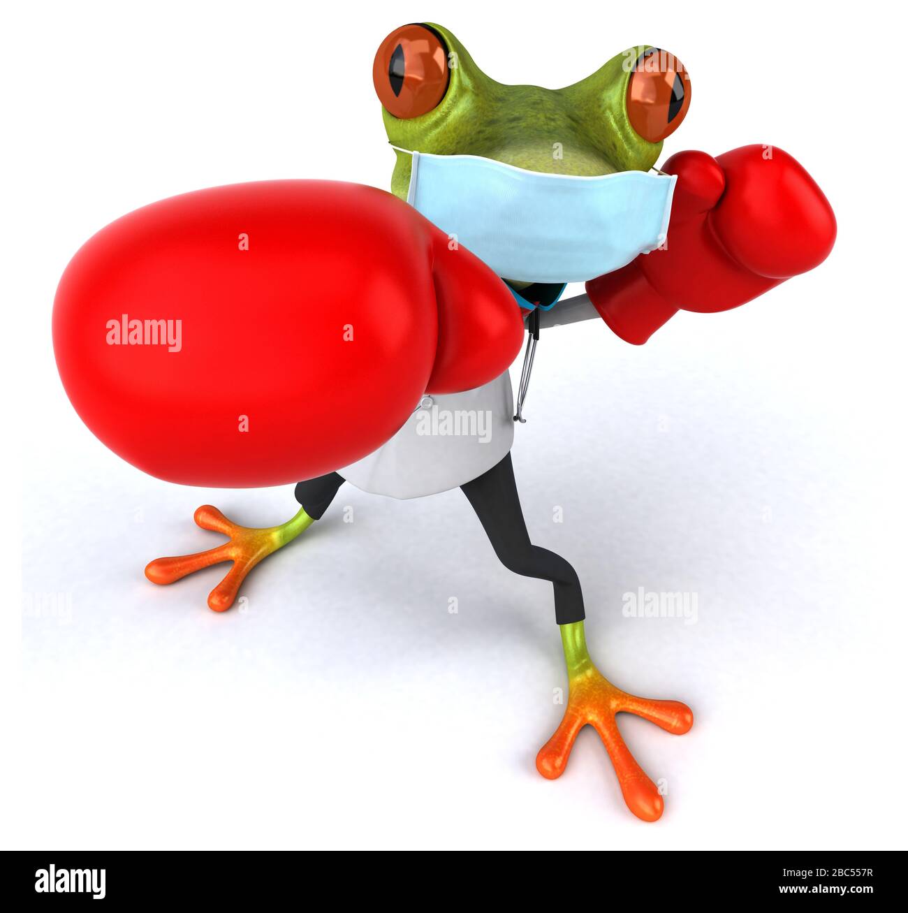3D Illustration of a doctor frog with a mask Stock Photo - Alamy