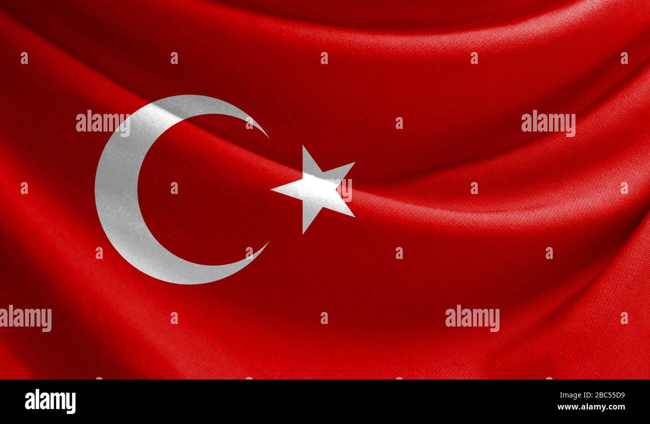 Realistic flag of Turkey on the wavy surface of fabric Stock Photo - Alamy