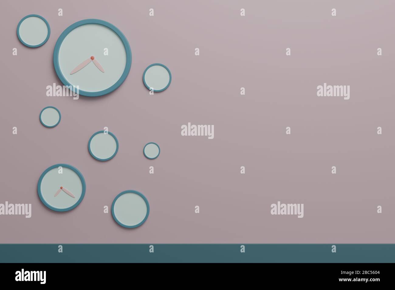 Minimal clocks on pink background. Pastel color palette.Time concept ...