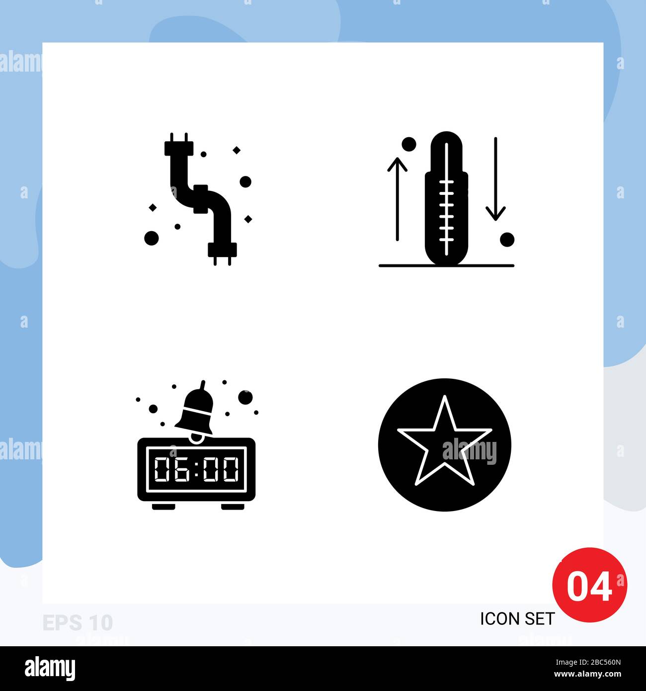 Modern Set of 4 Solid Glyphs and symbols such as mechanical, alarm ...