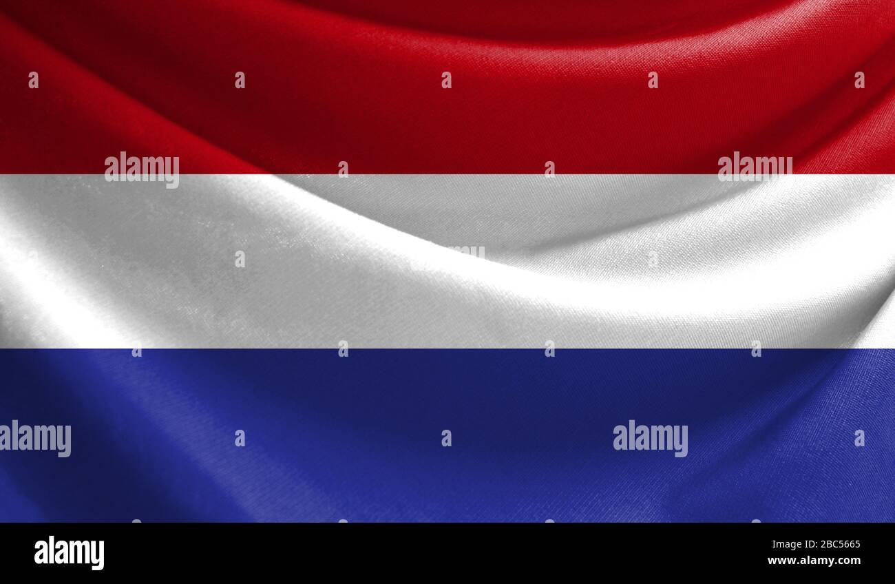 Realistic flag of Netherlands on the wavy surface of fabric Stock Photo ...