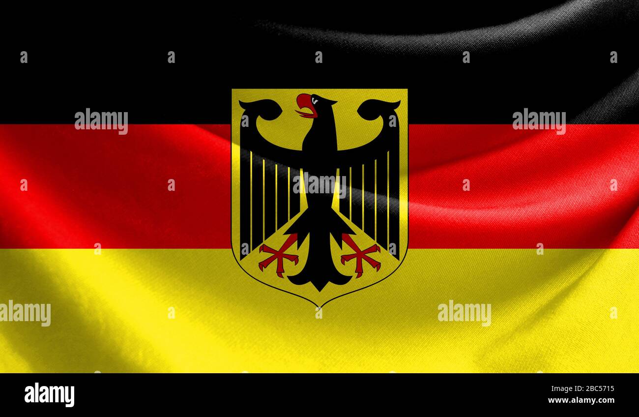 Realistic flag of Germany on the wavy surface of fabric Stock Photo - Alamy