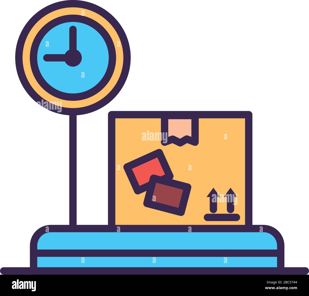 scale measure with box carton line and fill style Stock Vector Image ...