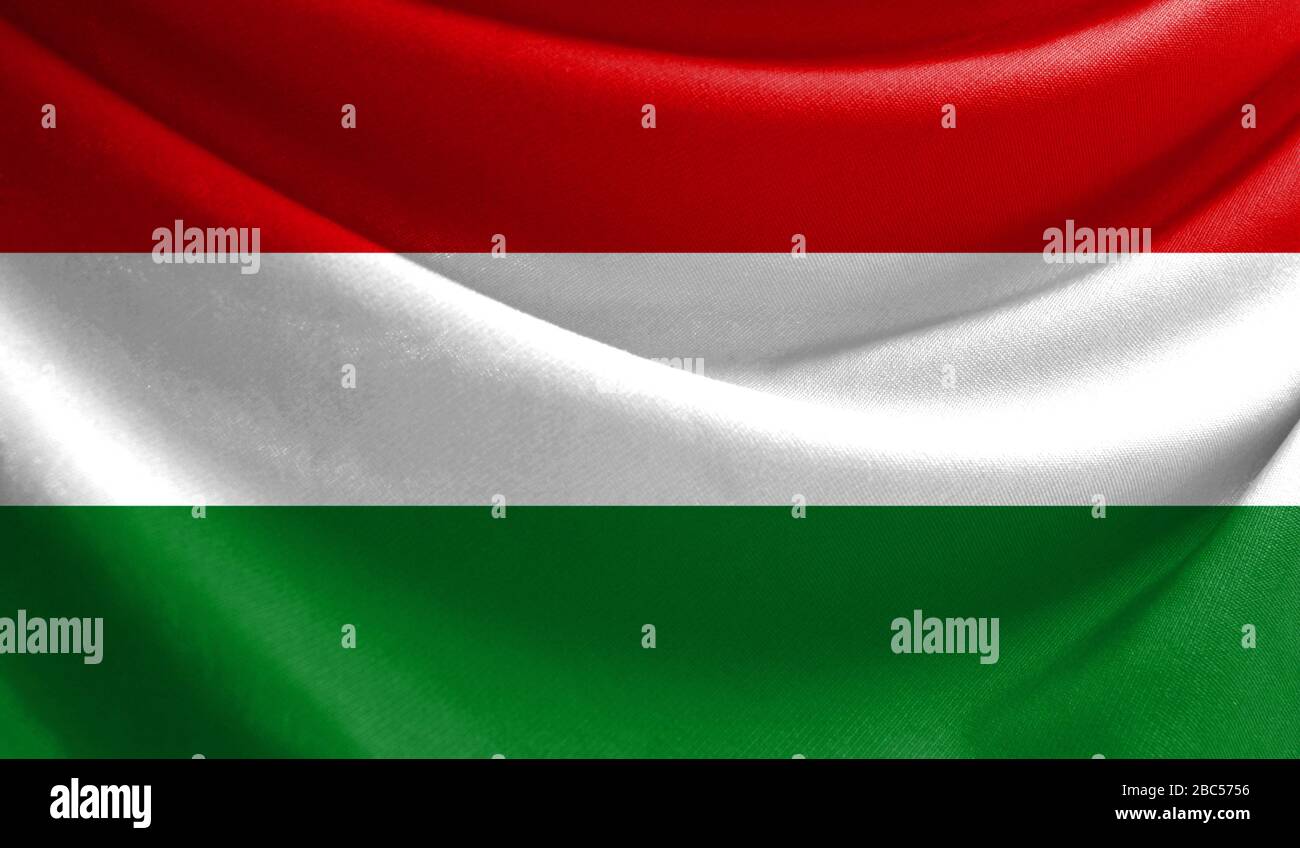 Realistic flag of Hungary on the wavy surface of fabric Stock Photo - Alamy