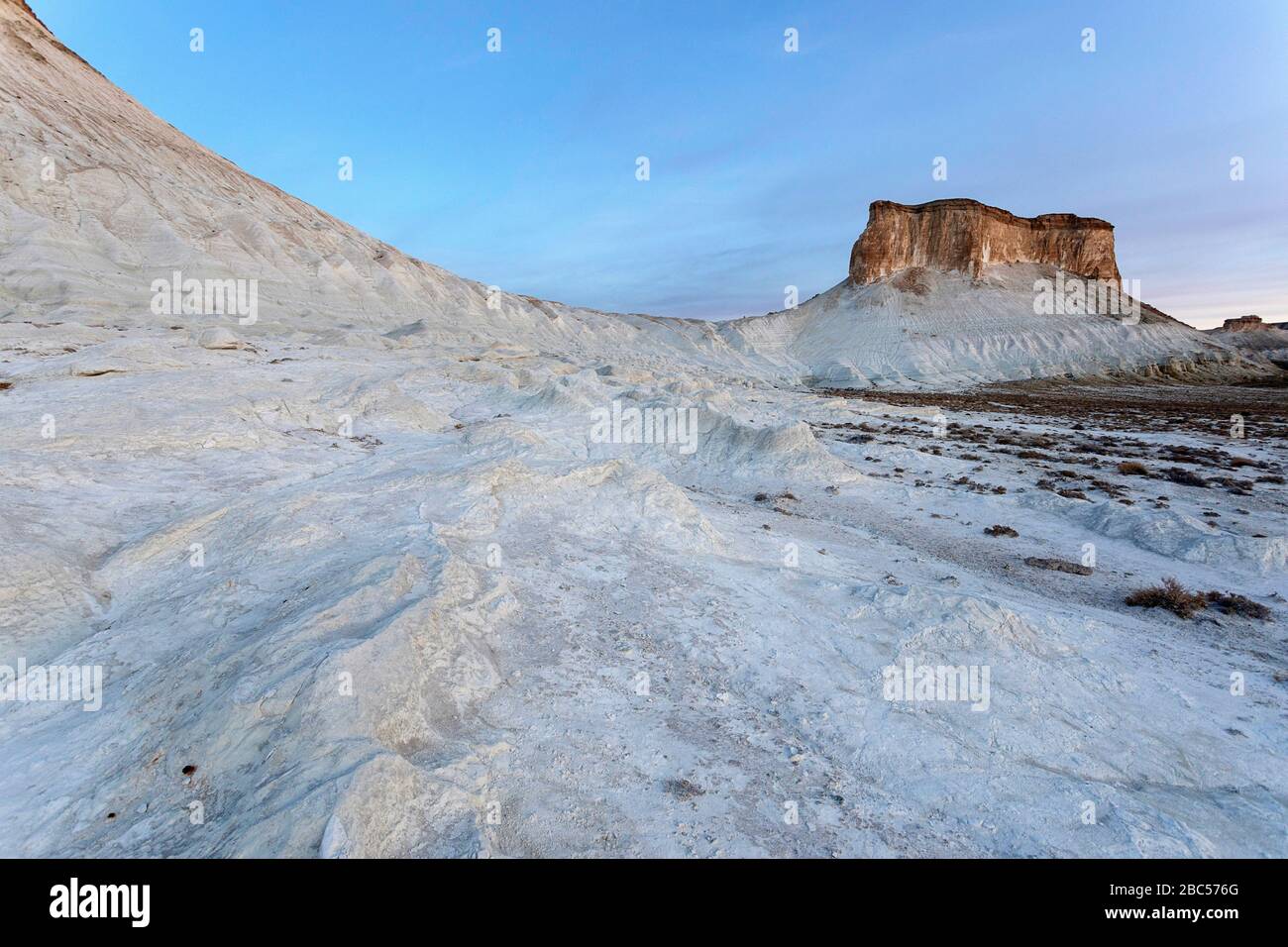 Rock formations, limestone mountains in the Ustyurt Plateau at Boszhira ...