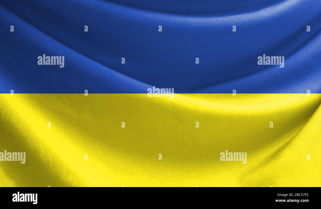 Realistic flag of Ukraine on the wavy surface of fabric Stock Photo - Alamy
