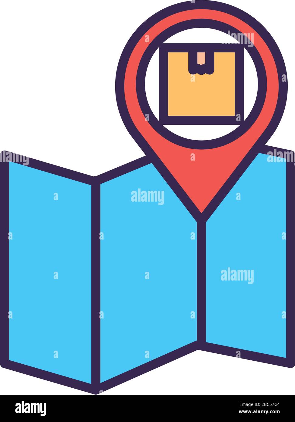 pin location with box delivery service line and fill style Stock Vector ...
