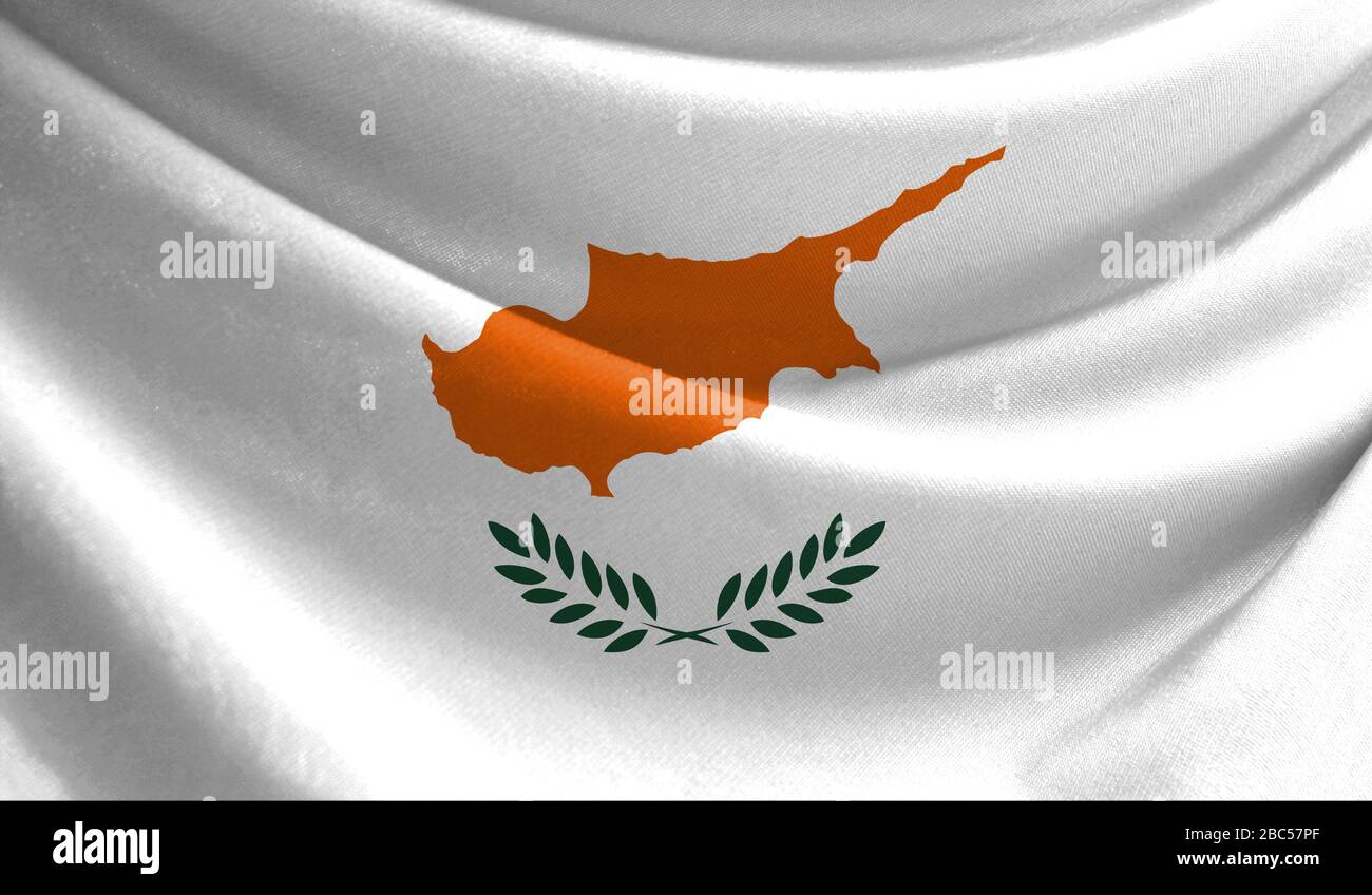 Realistic flag of Cyprus on the wavy surface of fabric Stock Photo - Alamy