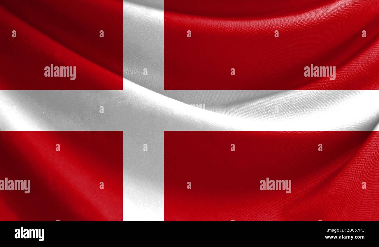 Realistic flag of Denmark on the wavy surface of fabric Stock Photo - Alamy