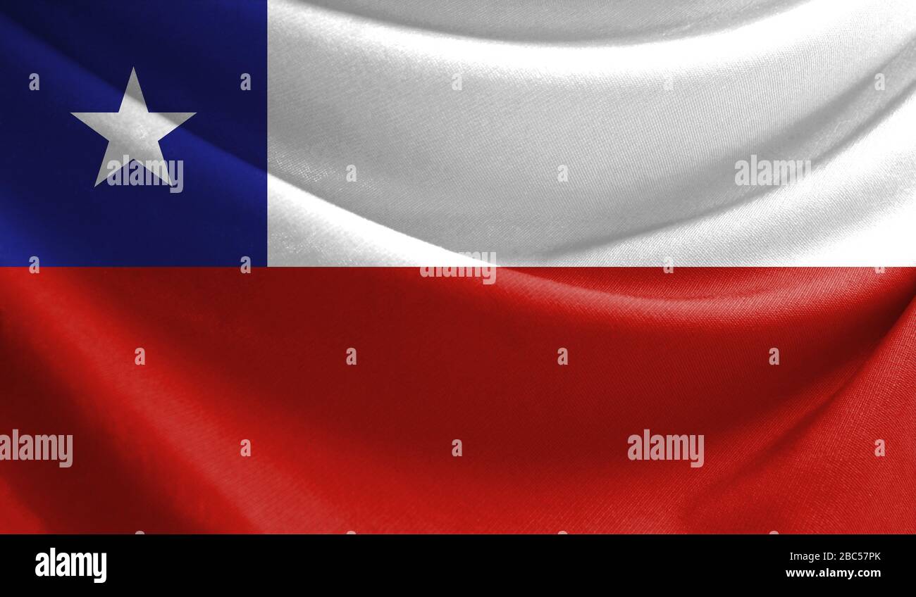 Realistic flag of Chile on the wavy surface of fabric Stock Photo - Alamy