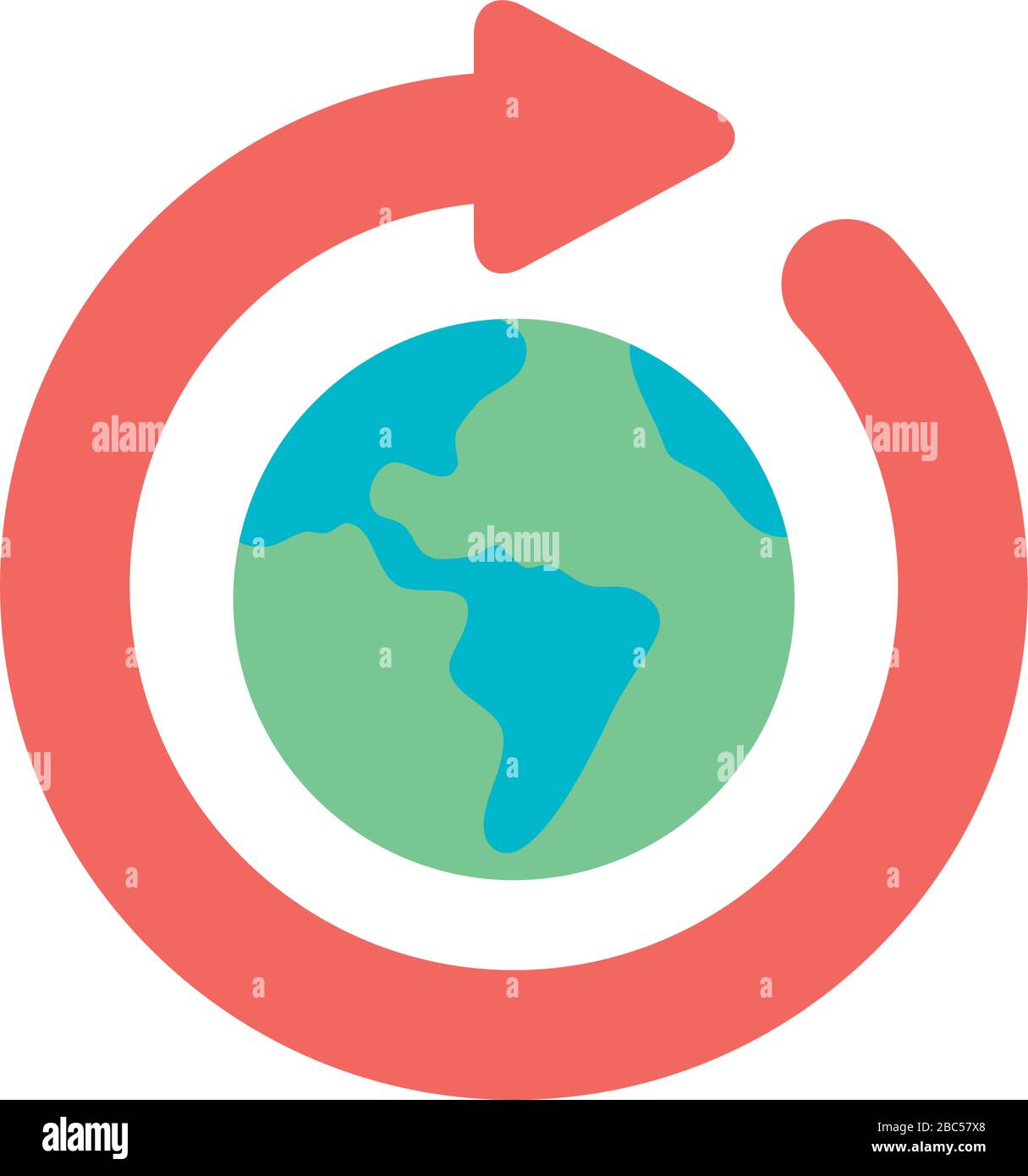 earth planet with arrow around icon over white background, flat style ...