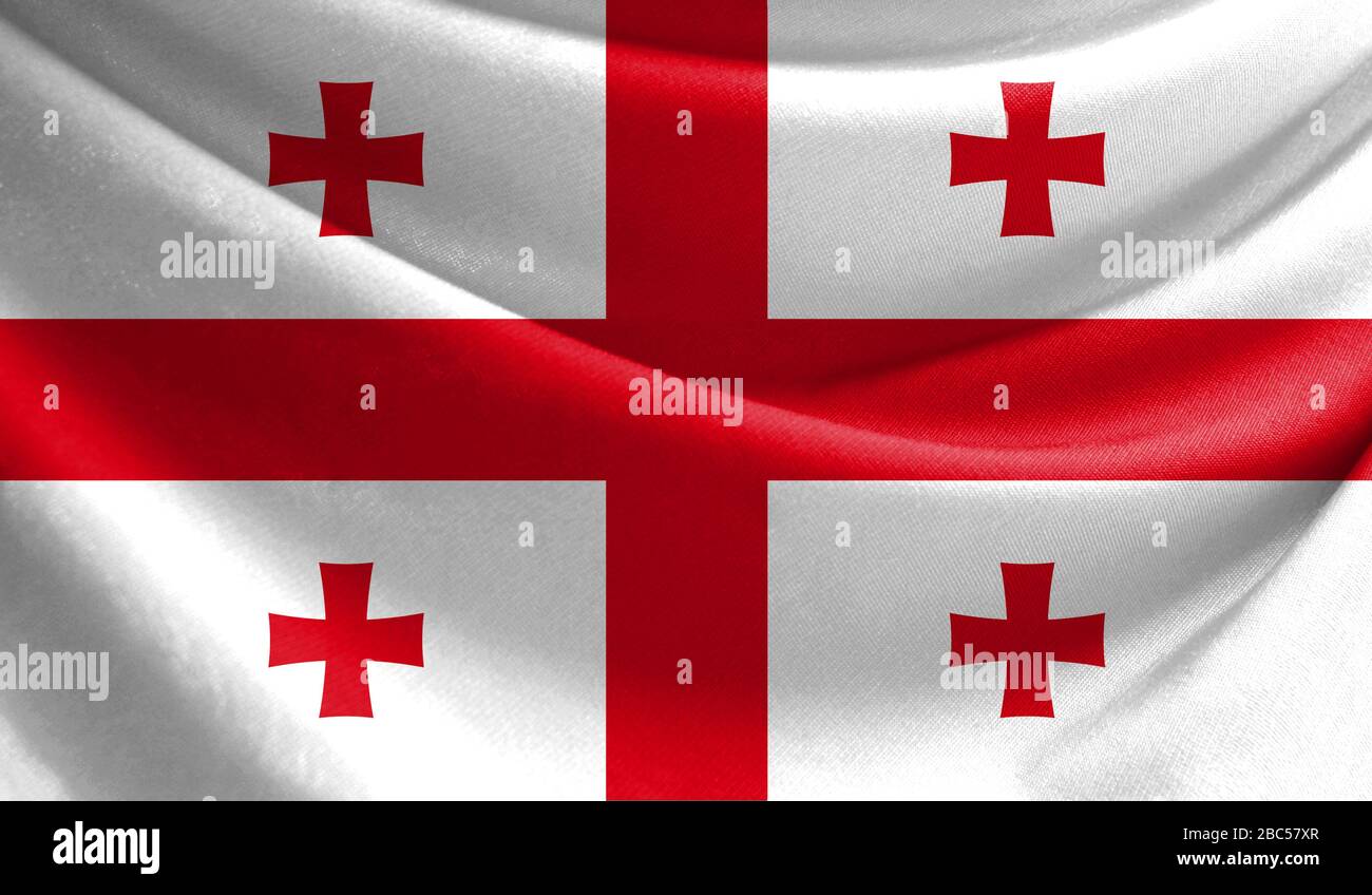 Realistic flag of Georgia on the wavy surface of fabric Stock Photo - Alamy
