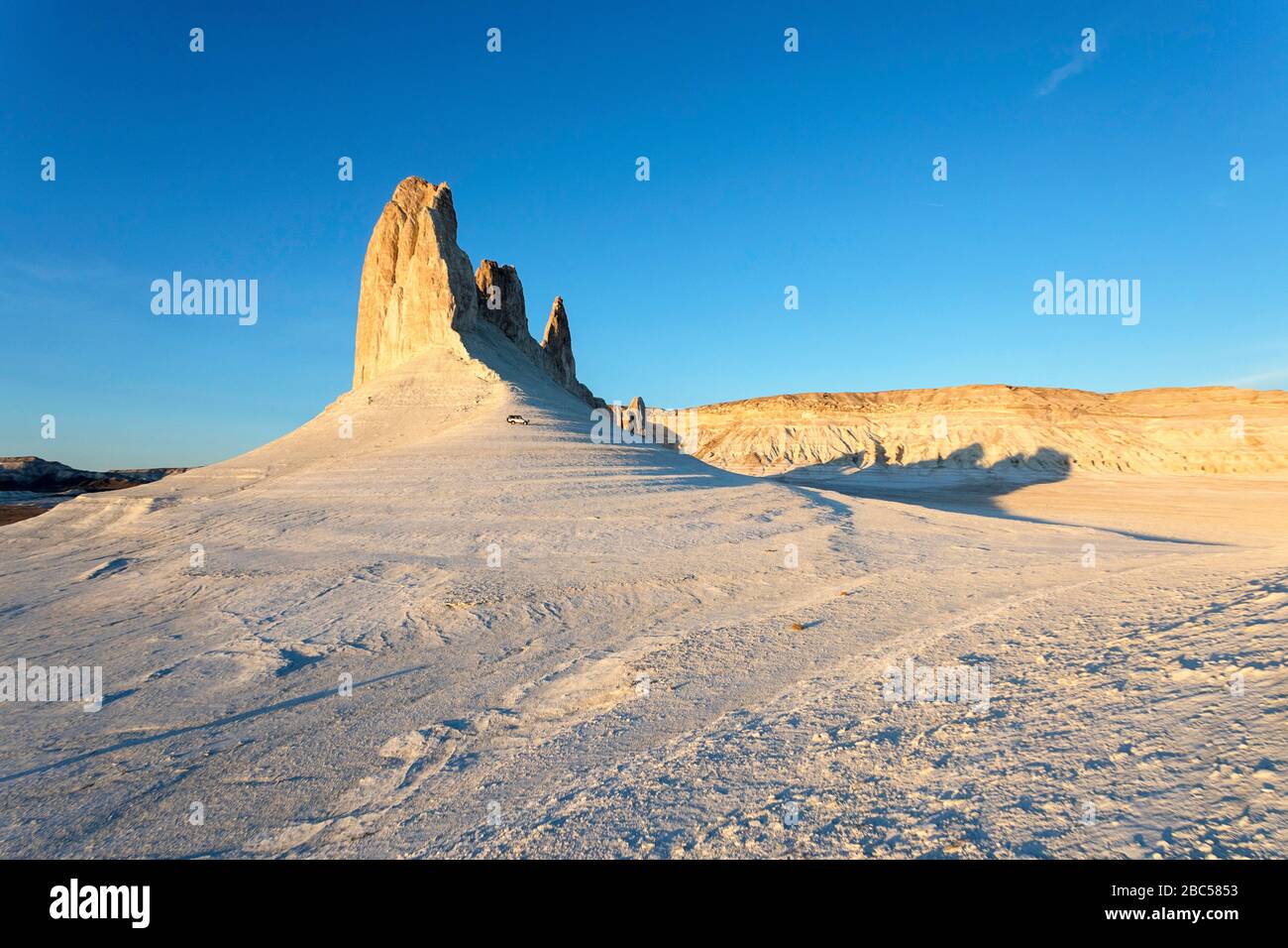 Rock formations, limestone mountains in the Ustyurt Plateau at Boszhira ...