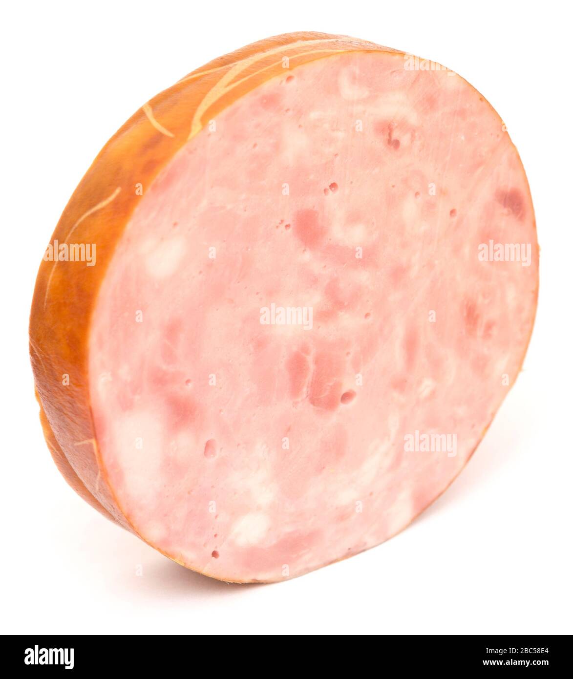 Piece of ham isolated on white background Stock Photo - Alamy