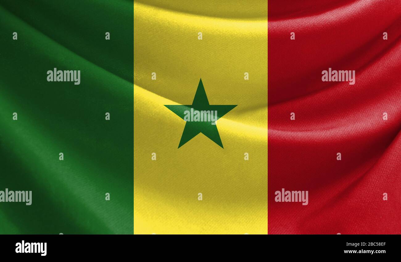 Realistic flag of Senegal on the wavy surface of fabric Stock Photo - Alamy