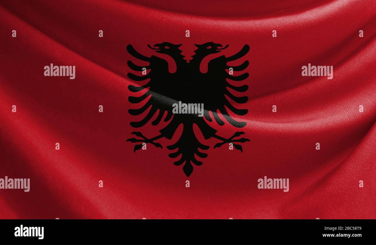 Realistic flag of Albania on the wavy surface of fabric Stock Photo - Alamy