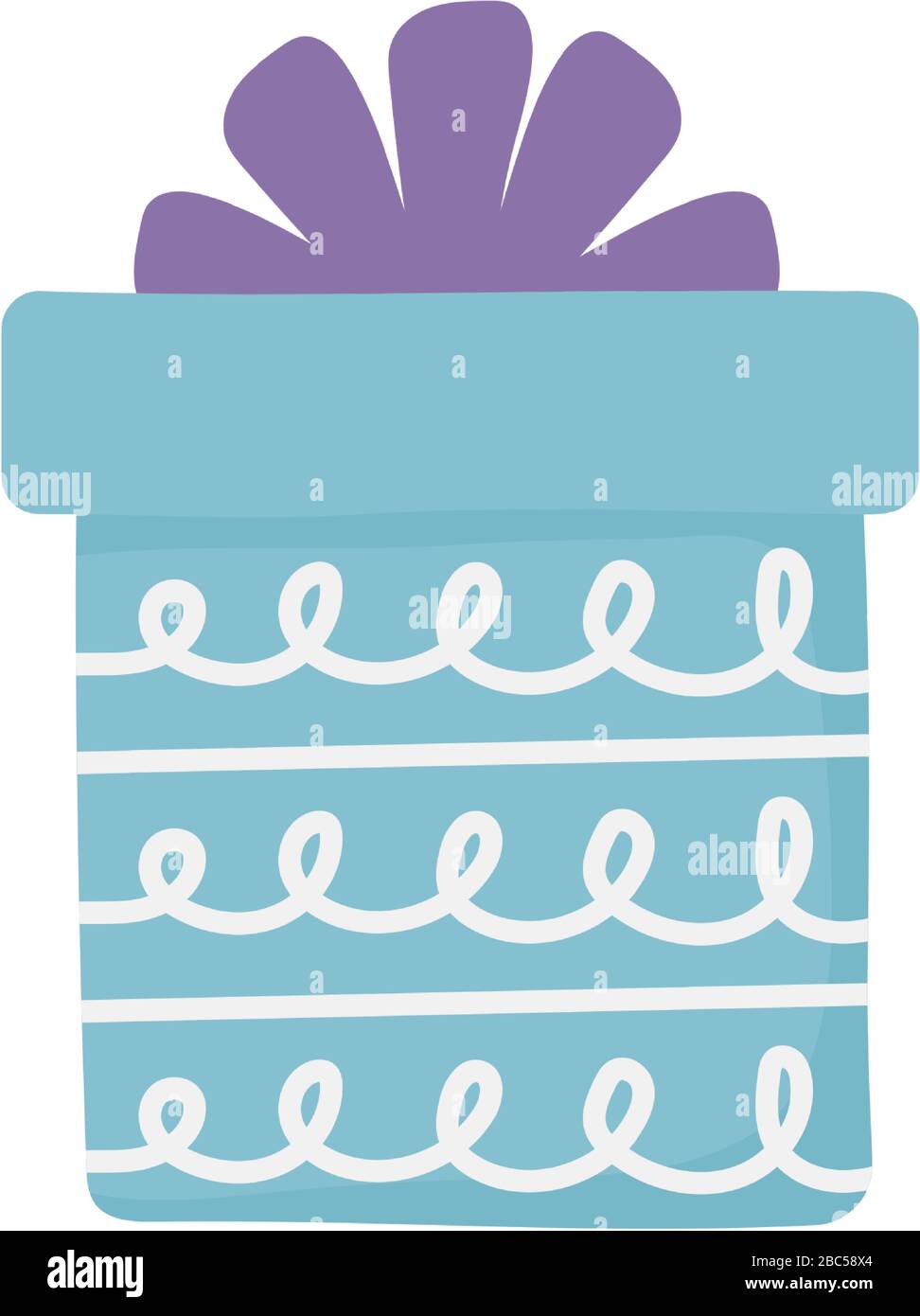 happy birthday, wrapped gift box with decorative ribbon isolation ...