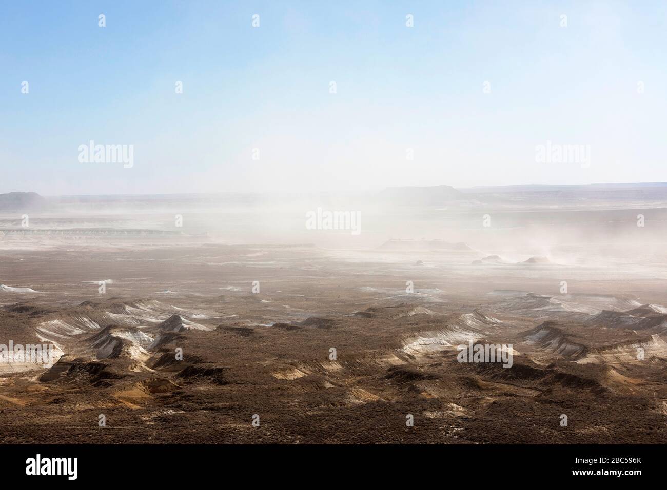 Spectacular rock formations, limestone mountains in the Ustyurt Plateau ...
