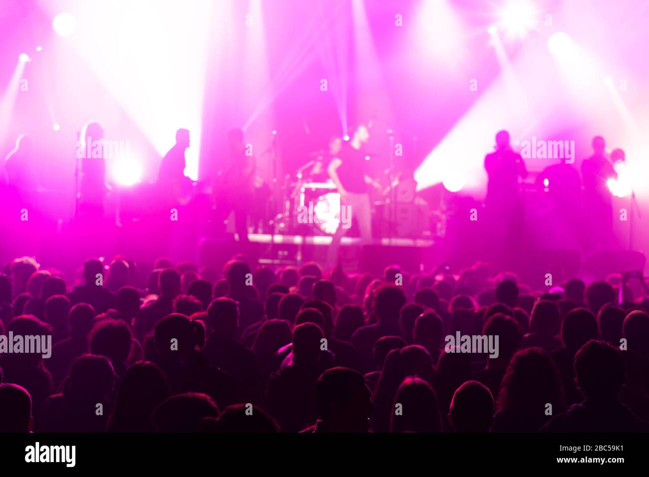 Stage lights on concert. Lighting equipment with multi-colored beams ...