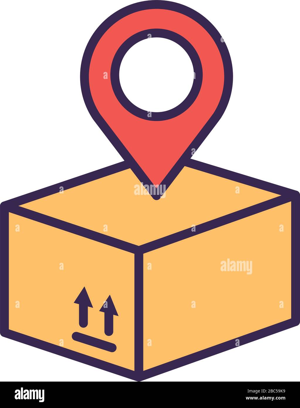 box carton packing with pin location line and fill style Stock Vector ...