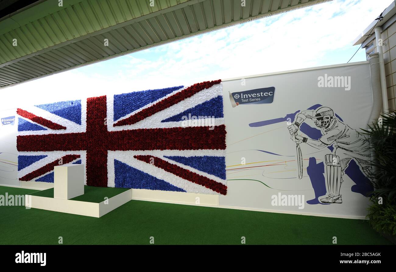 Union Jack flag decoration at The Kia Oval Stock Photo - Alamy