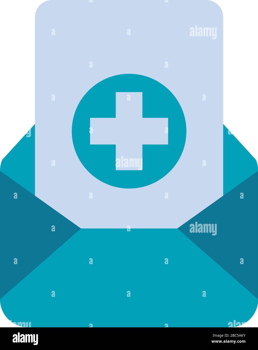 Cross inside envelope flat style icon design of Medical care health ...